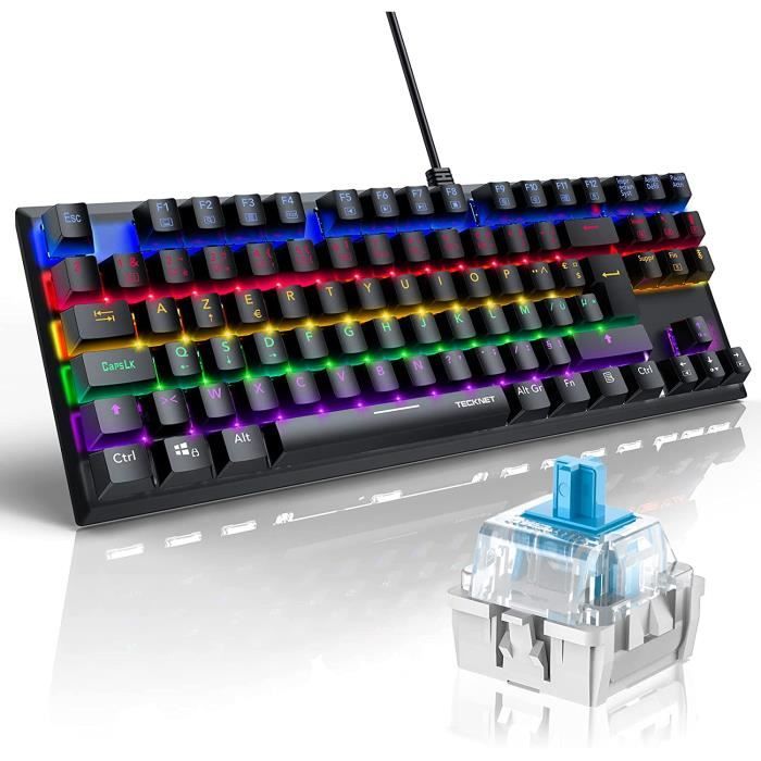 Clavier Gamer Mécanique, Clavier Gaming AZERTY Bleu Switches, 88 ...