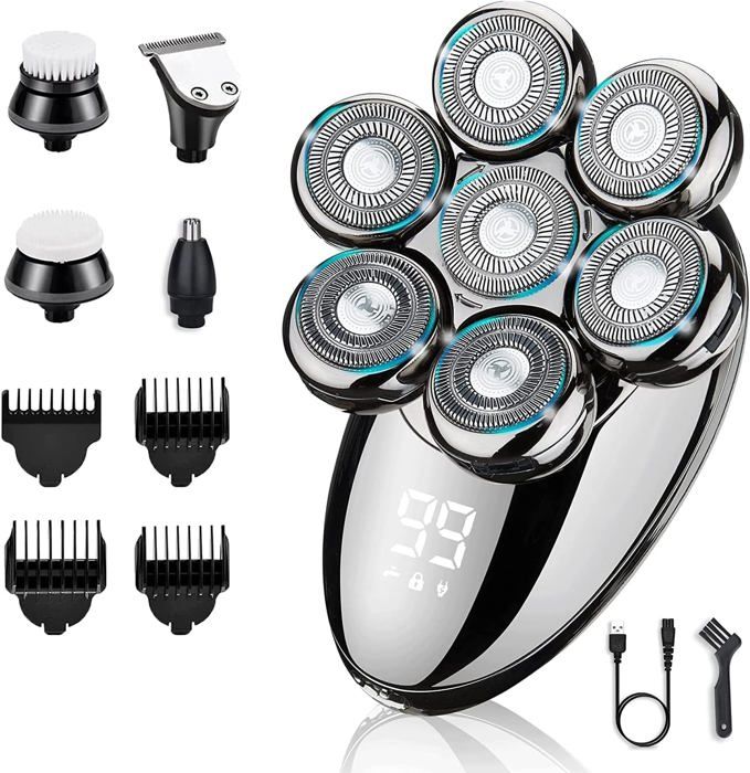 Rasoir Electriques Hommes 6 en 1 Rasoirs Ttes Rotatives 7D Tondeuse ...