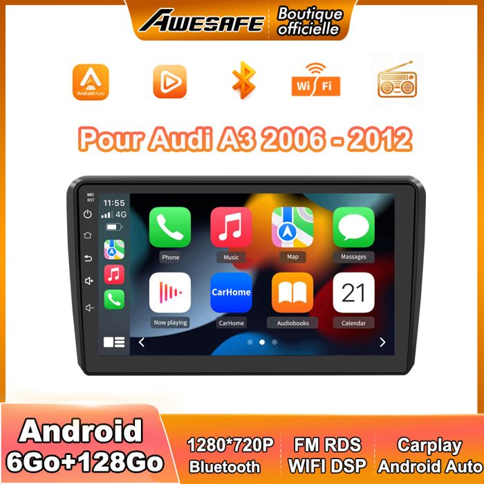 AWESAFE Autoradio Android 13 pour Audi A3/S3/RS3 (2012-2020) 6Go+128Go ...