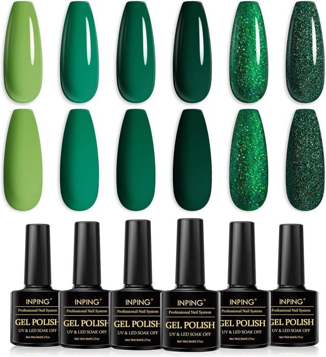 Vernis Semi Permanent Vert,6 Couleurs Vert Série Forêt Vernis Gel Uv ...