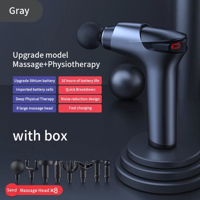 Gris avec boîte - Massage Gun New Generation Back and Neck Massager Deep Tissue Percussion ...