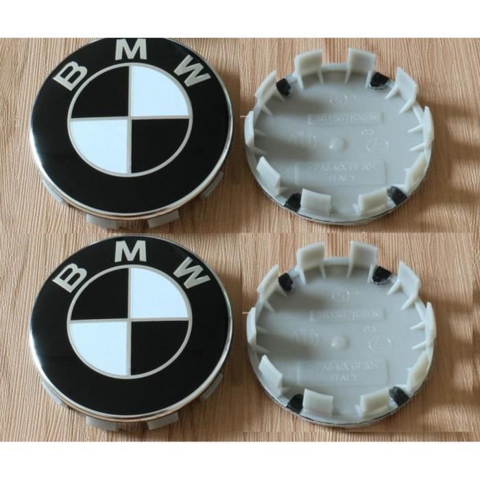 4x68mm BMW Hubcaps logo Centre de la roue de Logo Noir et blanc Series ...