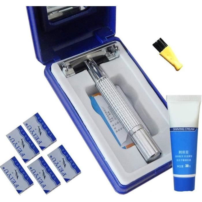 Rasoir de Sécurité à Double avec Une Crème de Rasage 50 Lames Tranchant ...