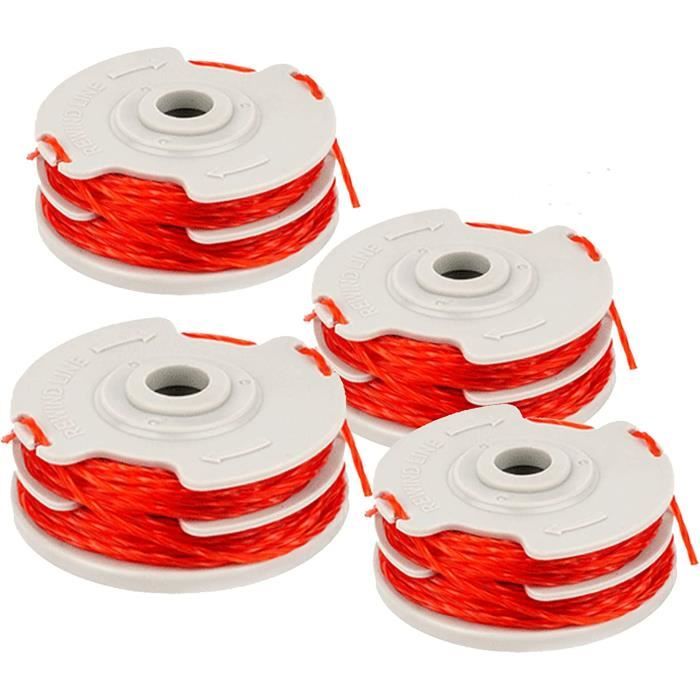 Lot de 4 bobines de fil pour débroussailleuse - 1,5 mm - 11 m - Double alimentation automatique ...