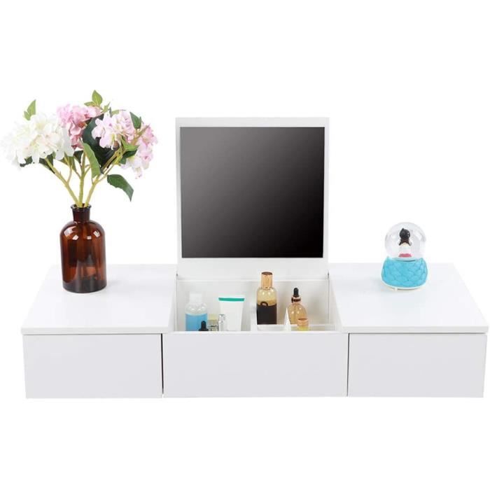 Coiffeuse Murale, Coiffeuse en Panneau de Particules avec Miroir et 2 ...