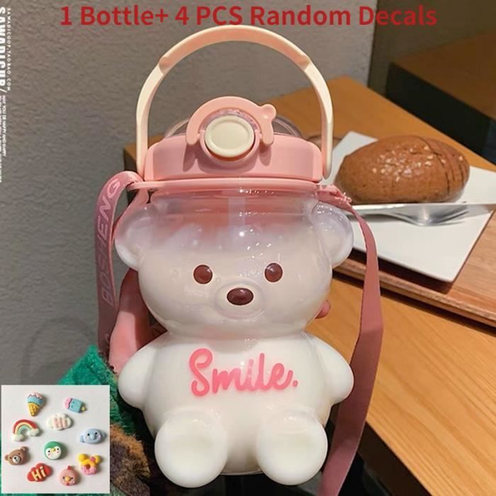 Gourde,bouteille d'eau grande capacité avec paille pour fille, bouilloire ours de voyage, tasse ...