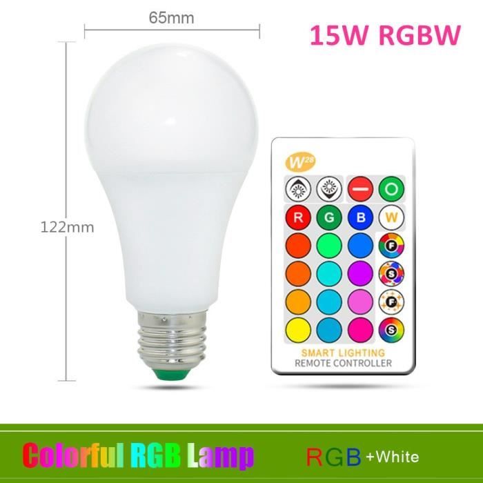 15W RVB Blanc - 15W RVB BlancAmpoule RGB E27, couleur variable, RGBW ...