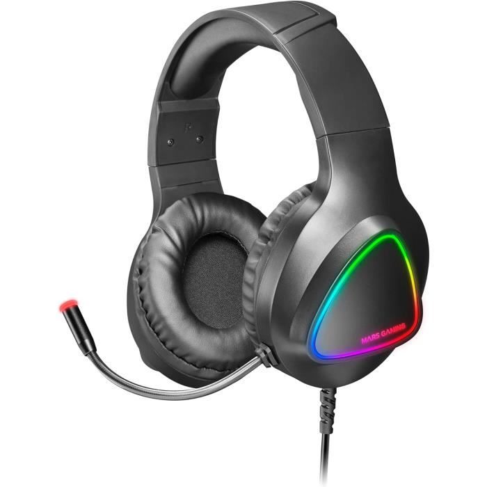Mars Gaming MH222, Casques de Gaming RGB Over Ear avec Microphone, Son ...