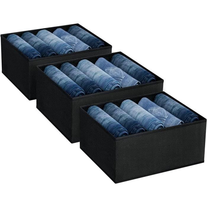 Jeans Boîte de Rangement Pliable, 3 Pièces Organisateur Tiroir pour ...
