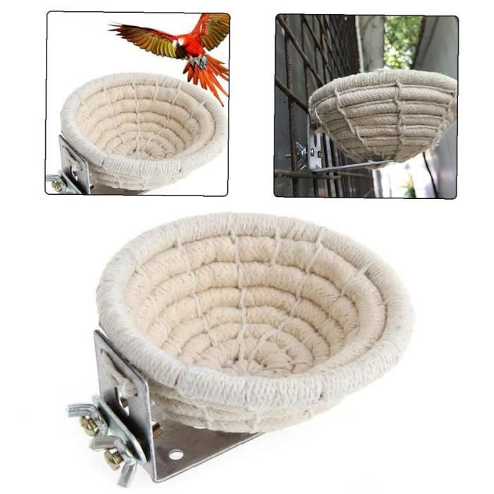 Parrot Nesting Box Nid d'oiseau d'élevage lit en coton Corde Weave ...