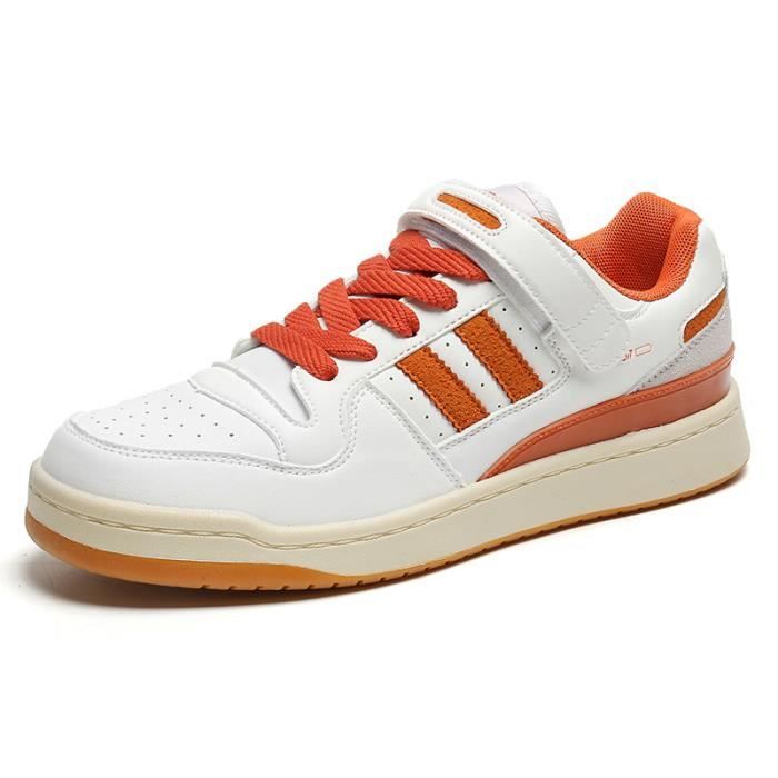 Sneakers Homme en Similicuir PU avec Scratch Chaussures de Skate Blanc ...
