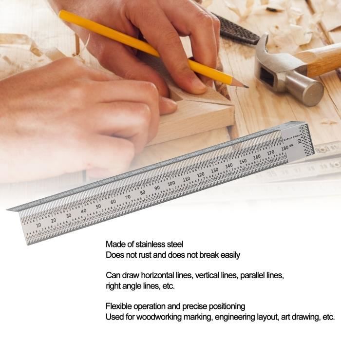 Règle de ligne à angle droit - MXZZAND - Acier inoxydable - Haute ...