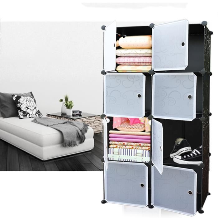 Garde-Robe Armoire Portable avec 20 Cubes DIY - Penderie avec Portes ...