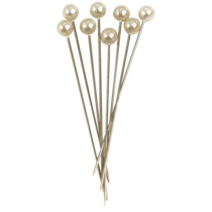 Epingle à tête de perle, 70mm, 6mm tête de perle, Boîte 25pces, blanc ...