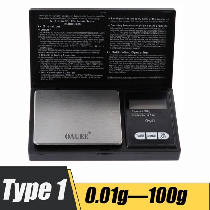 Oauee-Balance de cuisine numérique de haute précision 0.1-0.01g,pour bijoux,or,poids en grammes ...
