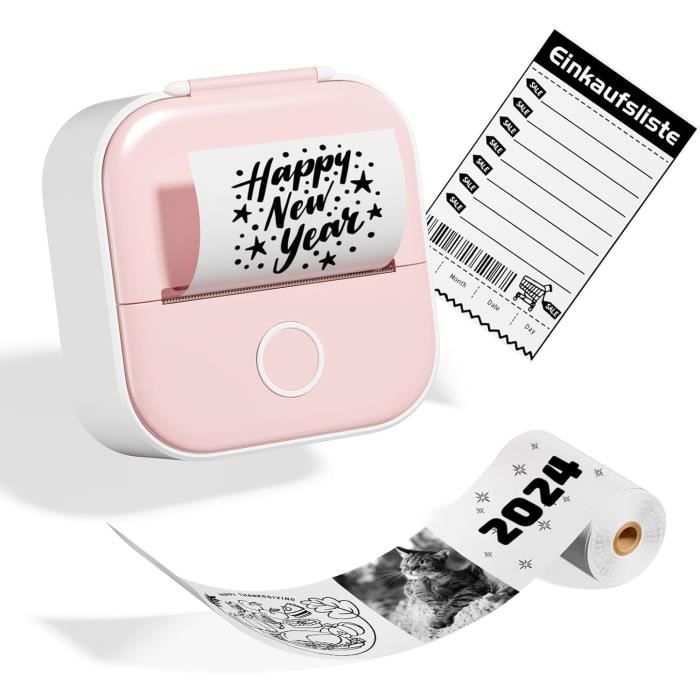 T02 Mini Imprimante D'Autocollants, Mini Imprimante Sans Fil ...