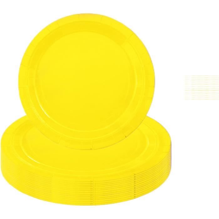 16 Pièces Assiettes Jetables Jaune Assiettes Dessert Carton,Assiette ...