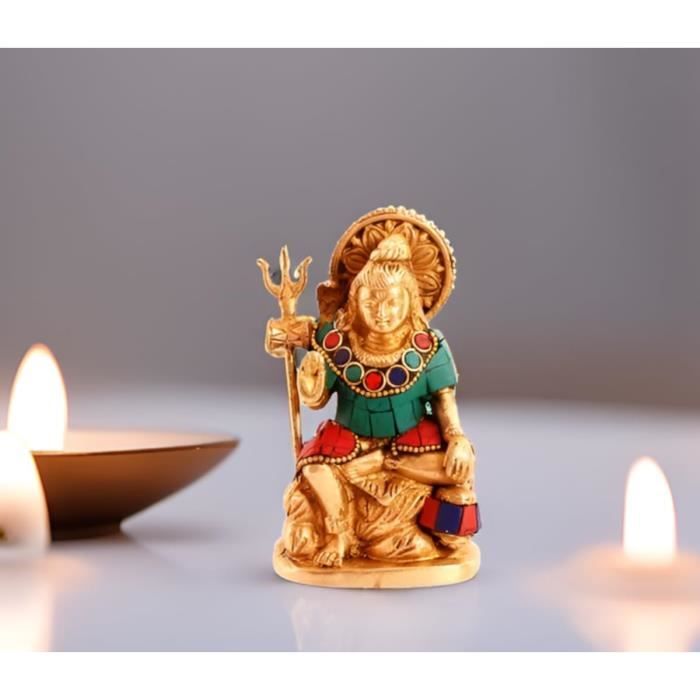 Brass Statue Lord Shiva Mahadev With Trishool: Idol With Gemstones For ...