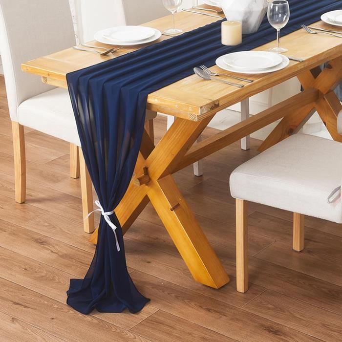 Chemin De Table En Gaze - Bleu Marine - Chemin De Table Rustique ...