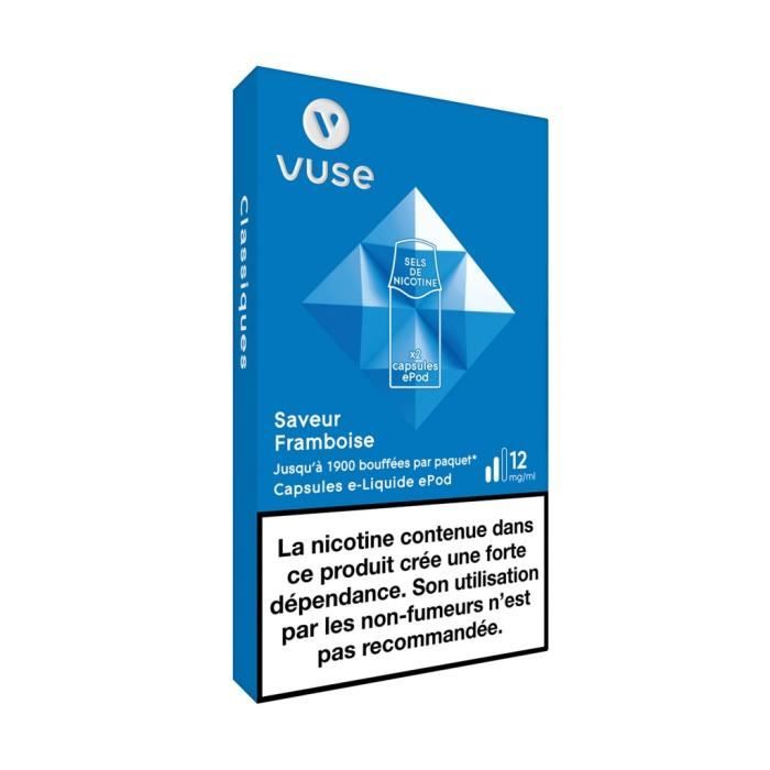 1 Boîte de 2 capsules VUSE EPOD Saveur Framboise Nicotine 12 ...