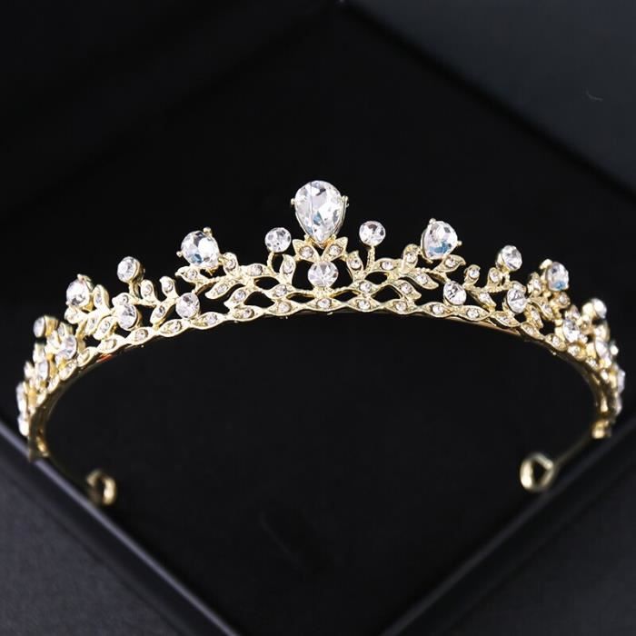 DIADEME,Gold--Couronne diadèmes en cristal Baroque Vintage pour femmes ...