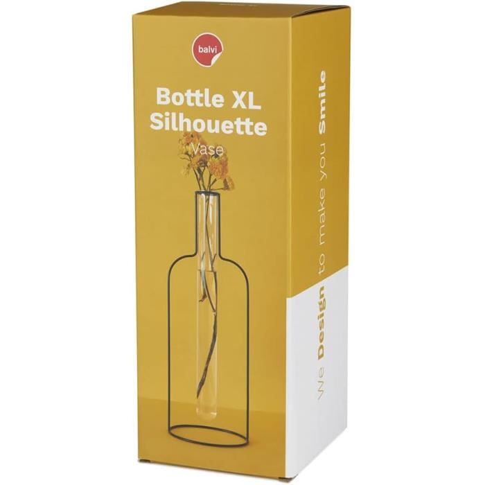 Balvi Vase Bottle Silhouette XL Couleur Noir Vase décoratif en Verre et ...