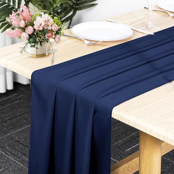 Chemin De Table En Gaze - Bleu Marine - Chemin De Table Rustique ...