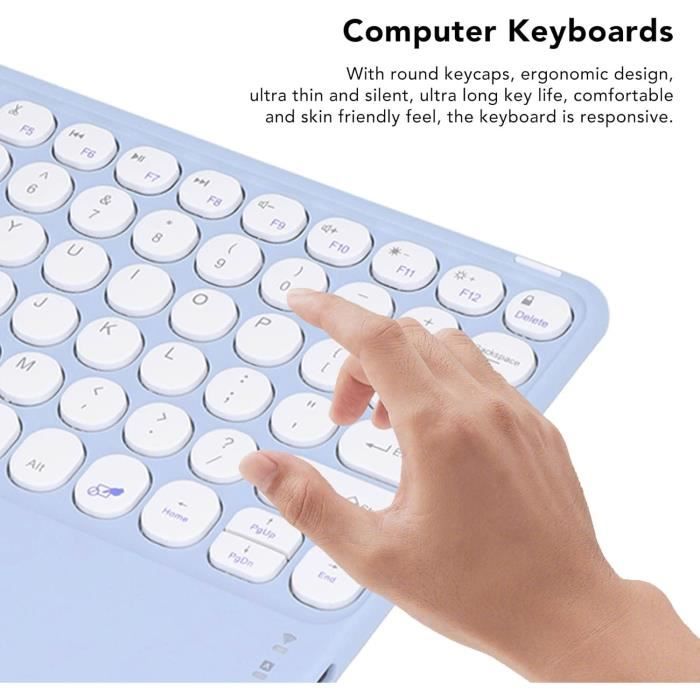Clavier Tactile Sans Fil, Touches Rondes Clavier Ergonomique Portable ...