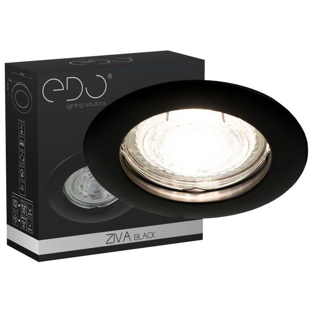 Spot de plafond encastrable ZIVA Noir IP20 Rond EDO777308 EDO ...