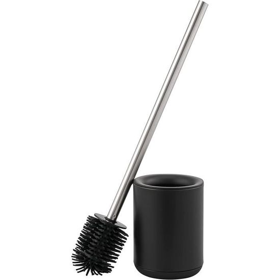 Brosse WC Barbena avec brosse en TPR flexible et manche en acier inoxydable Noir[789 ...