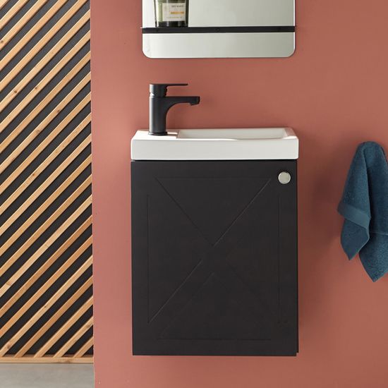 Meuble lave-mains AVA noir + robinet noir - Cdiscount Maison