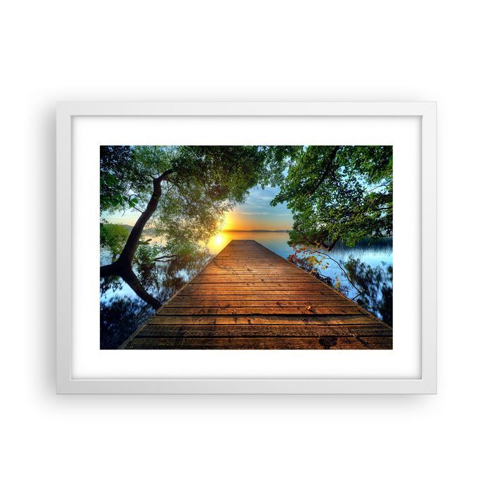 ARTTOR Affiche 40x30 cm pont lac Moderne Poster Cadre Blanc Tableau ...