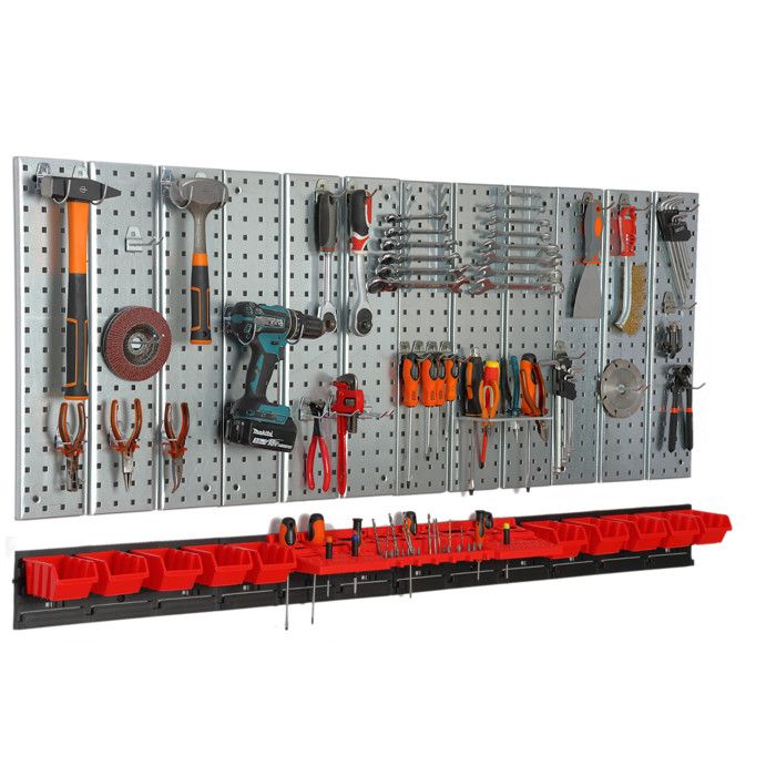 Planche à outils en métal 1560 x 713 mm mur 10 plateaux atelier garage ...