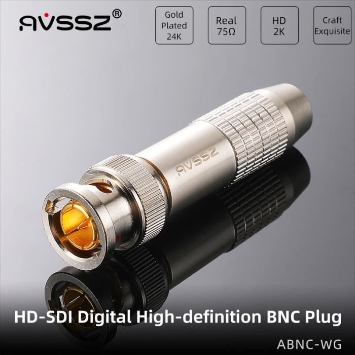 ABNC-WG 75ohm HD-Connecteur de câble vidéo de Surveillance Q9 plaqué or 24K HD BNC 75 Ohm, ligne ...