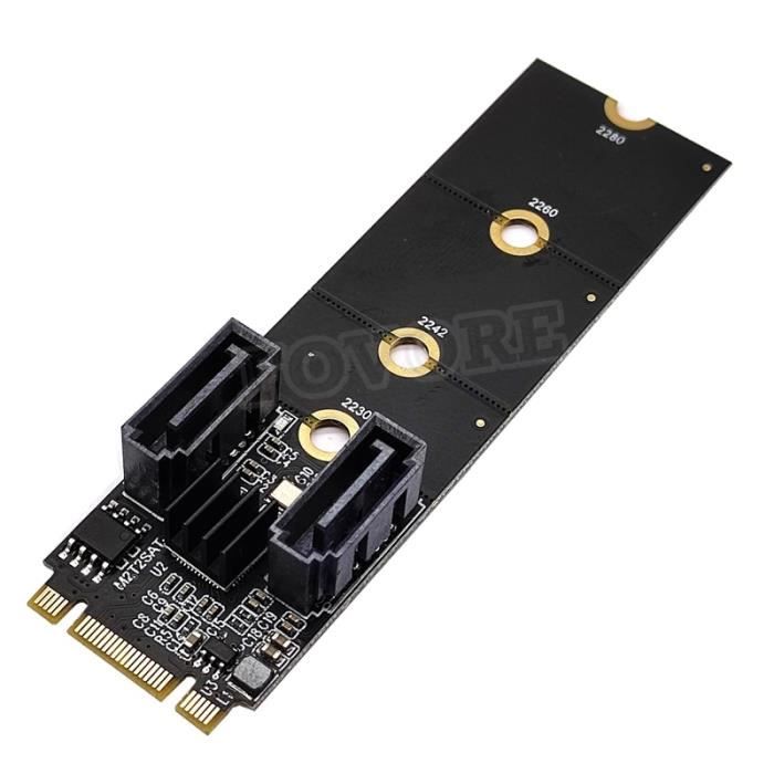 Le noir - Adaptateur SATA vers NVME 2 ports vers M2, convertisseur M.2 PCIe Key M + B 6Gbps SSD ...