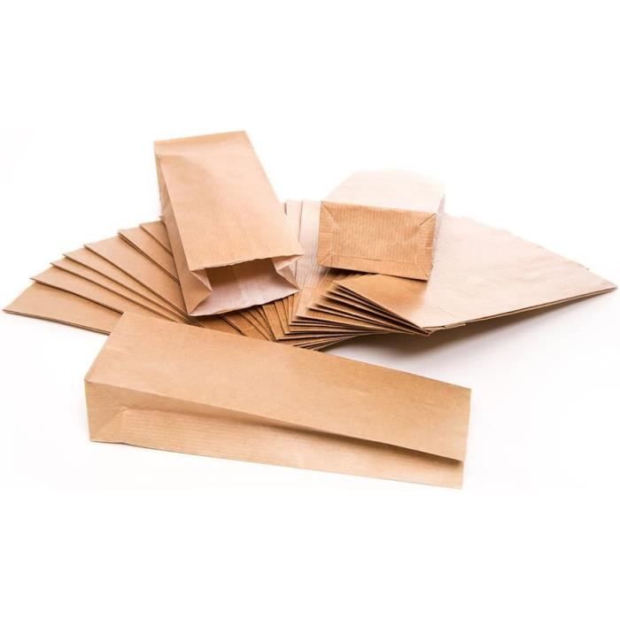 10 petits sachets en papier kraft marron 7 x 4 x 20,5 cm - emballage de ...