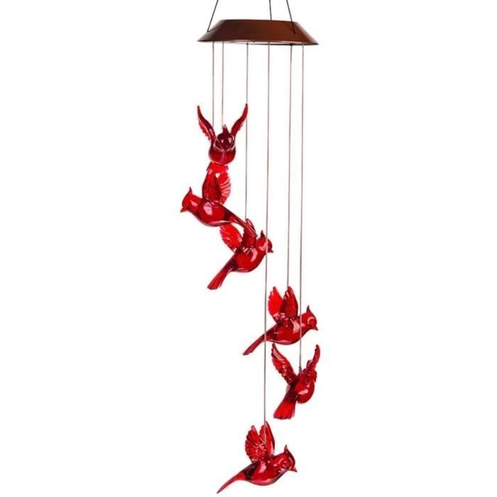 Solar Red Bird Wind Chimes Outdoor, Cardinal Bird Wind Chime, Cardinal ...