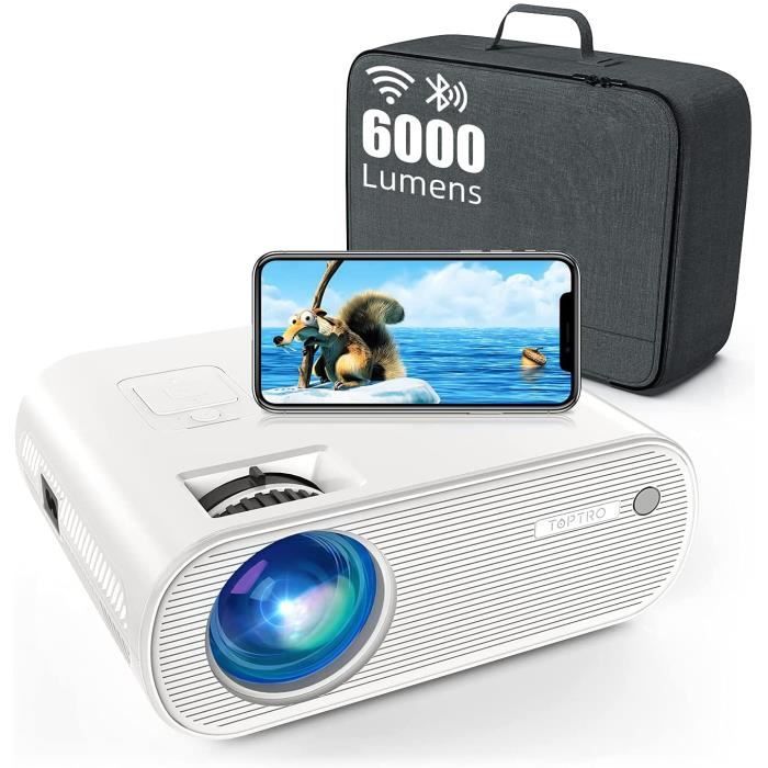 Vidoprojecteur WiFi Bluetooth 6000 Lumens TOPTRO Mini Projecteur ...