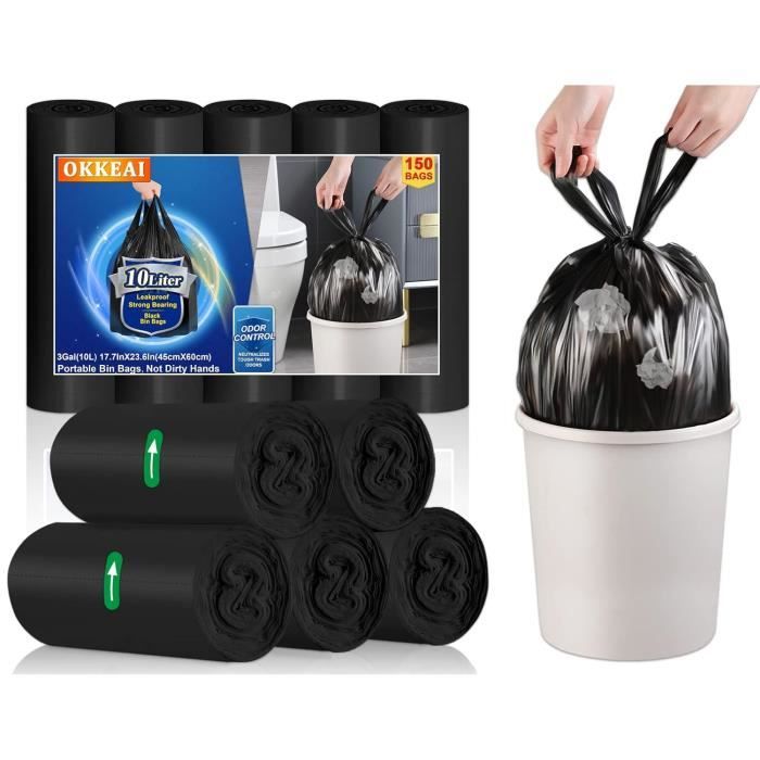 Lot De 150 Petits Sacs Poubelle À Pédale Noirs De 10 Litres, Sacs ...