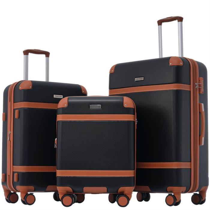 Set de valises rigides - DREAMMESPACE - Noir et Marron - 4 roulettes ...