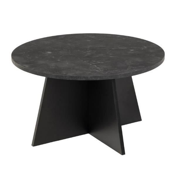 Table basse ronde Axo en impression marbre noir mat, avec base et ...