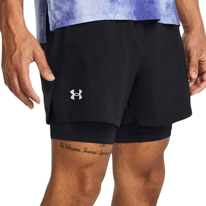 Under Armour Launch 5 2‑en‑1 – Short homme noir ajusté, extérieur 13 cm ...