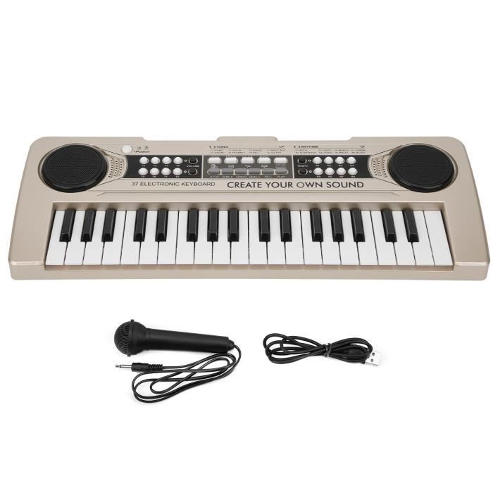 Qiilu Clavier électrique à 37 touches (Brun)37 Touches Enfants Piano ...