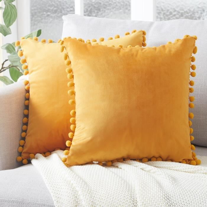 Topfinel Lot 2 Housse de Coussin Jaune Moutarde 50x50 cm pour Salon ... Topfinel Lot 2 Housse de Coussin Jaune Moutarde 50x50 cm pour Salon ...