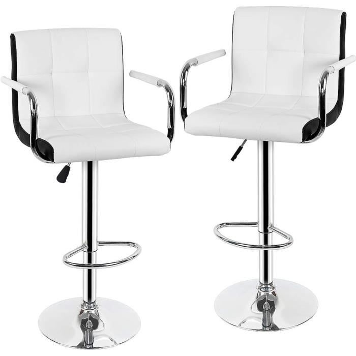 Lot De 2 Tabourets De Bar Réglables, Pivotant Et Réglable En Hauteur 87 ...