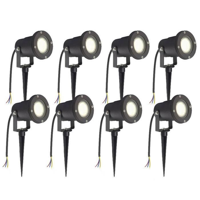 YRHOME 8 pièces LED 4W Projecteur au sol lumière de jardin Projecteur ...