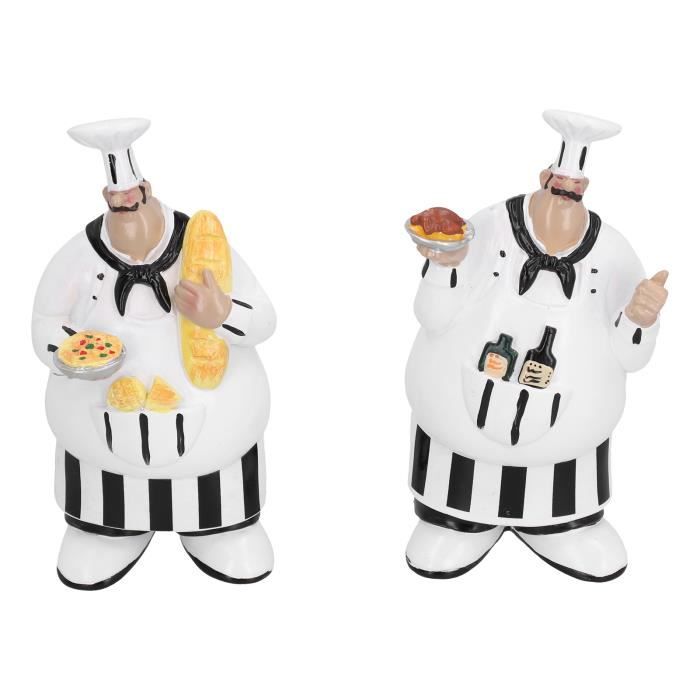 Zerone Resin Chef Statue, Resin Mustache Chef Figurine Decorative 2pcs ...