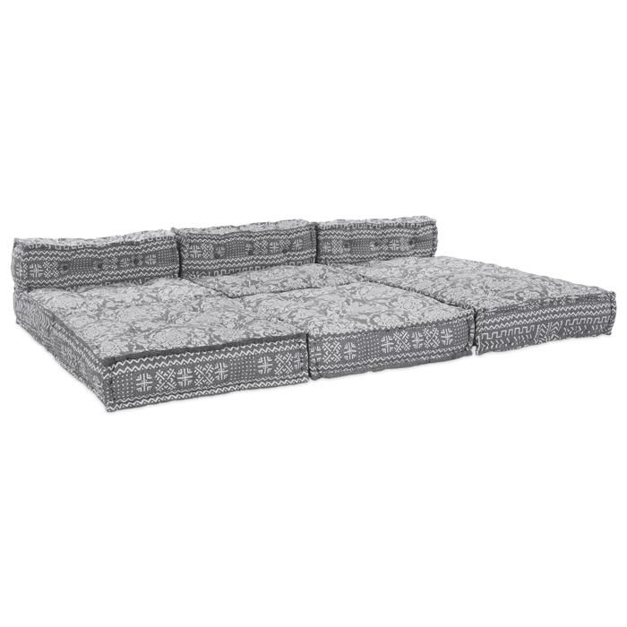 Moderne Sofa poof modulable convertible 4 places en tissu gris clair ...