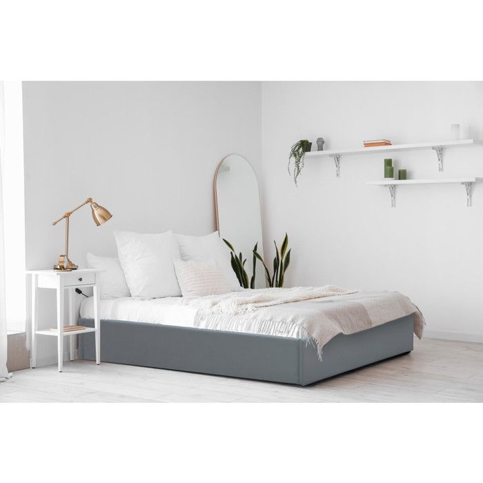 Lit simple en PVC avec coffre "Ava" - 90 x 190 cm - Gris - Cdiscount Maison