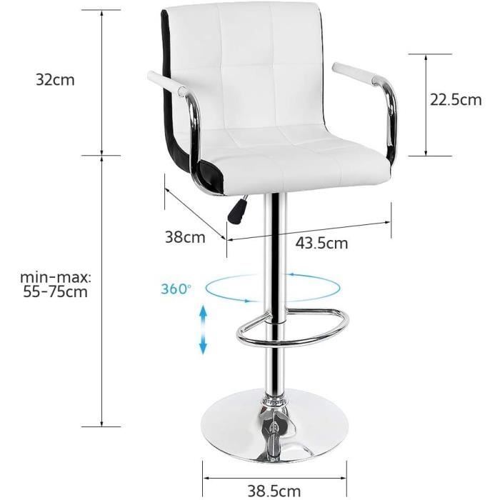 Lot De 2 Tabourets De Bar Réglables, Pivotant Et Réglable En Hauteur 87 ...